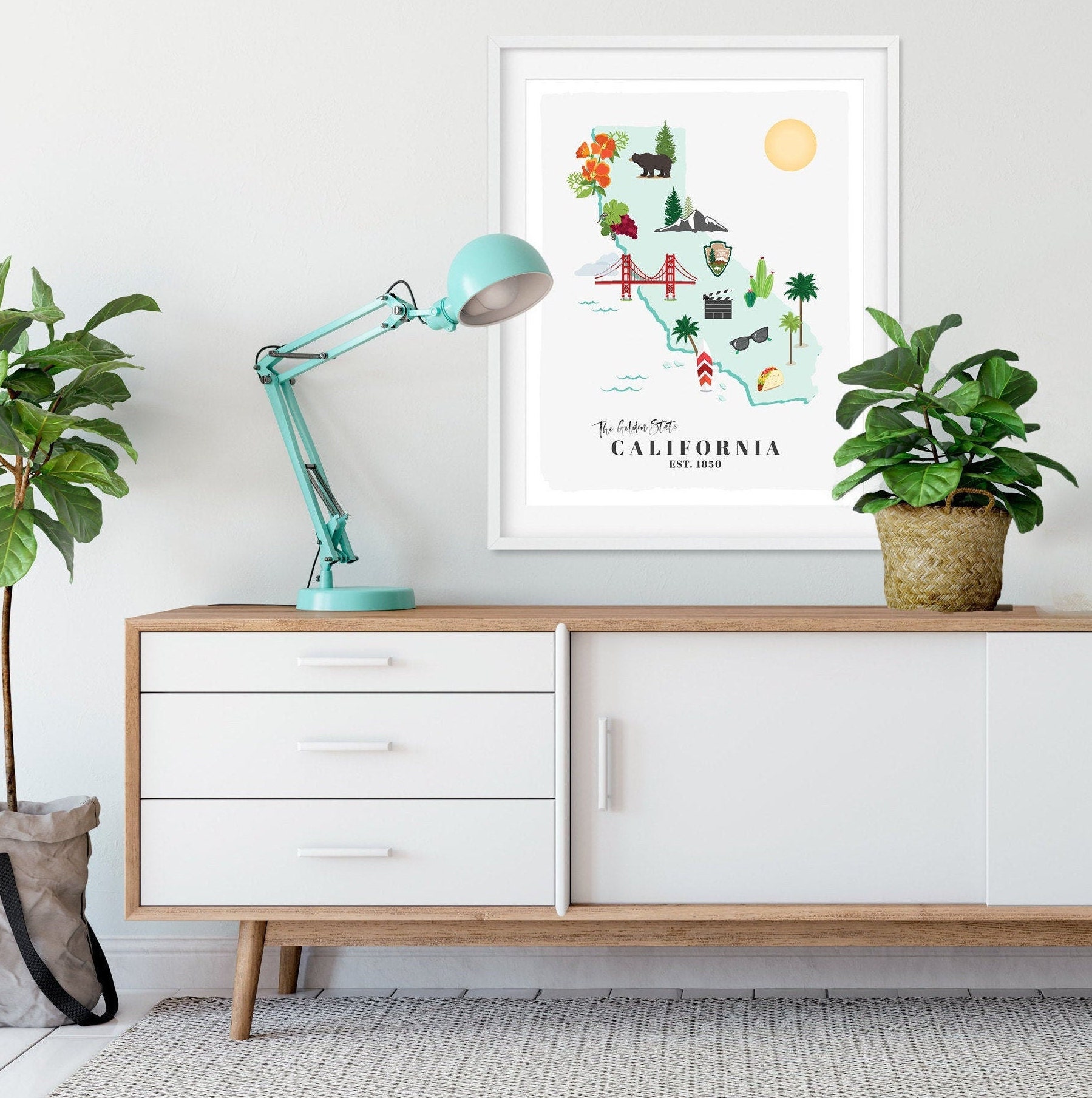 California State Art Print California Wall Art Home State - Etsy