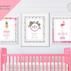 Tropical Decor | Flamingo Nursery Decor | Set of 3 Tropical Art Prints ...