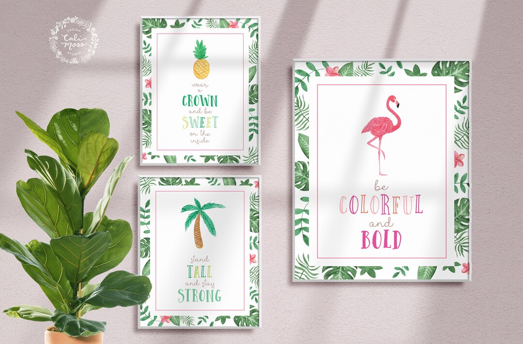 Tropical Art Prints | Flamingo Nursery Decor | Tropical Nursery Print ...