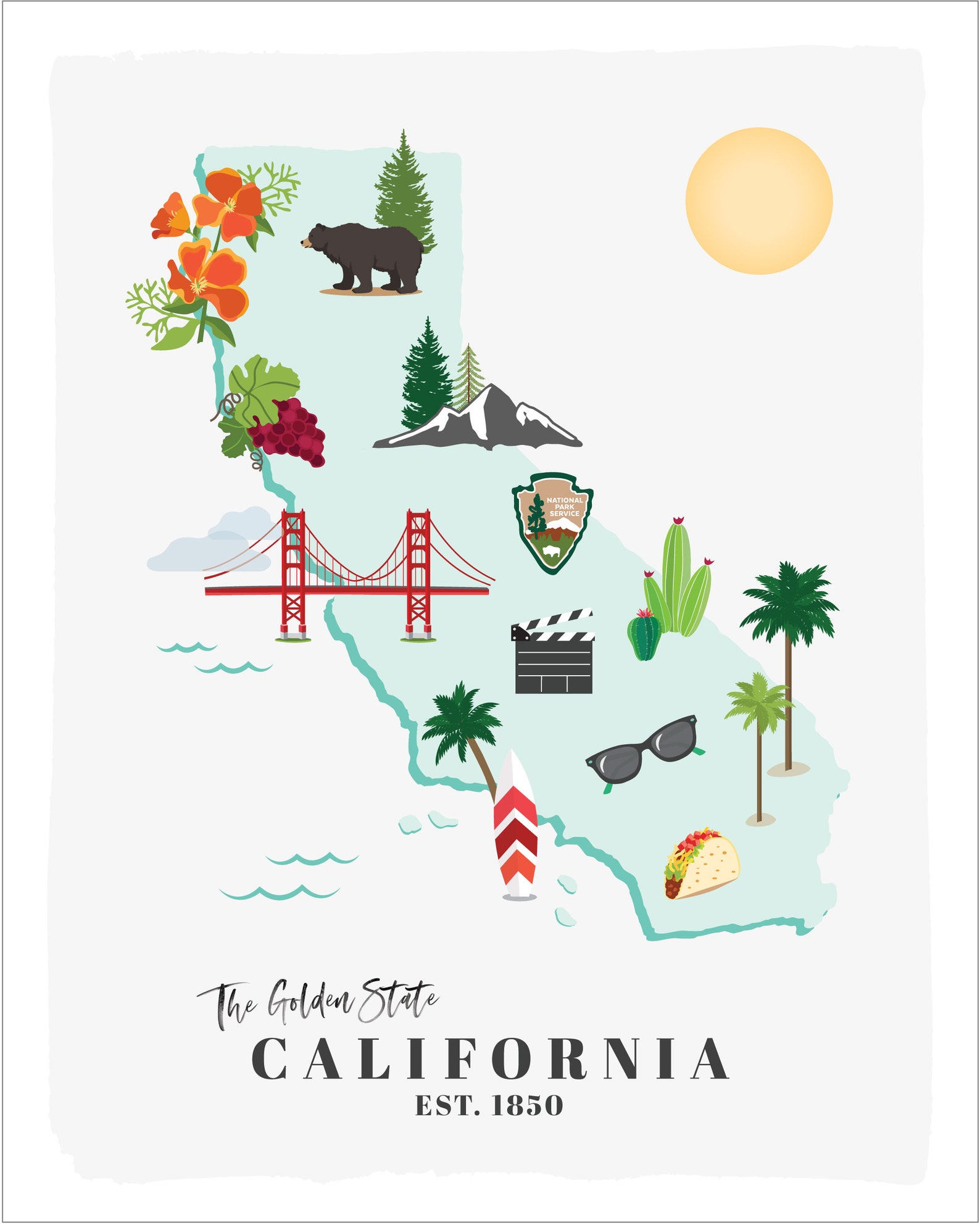 California State Art Print California Wall Art Home State - Etsy