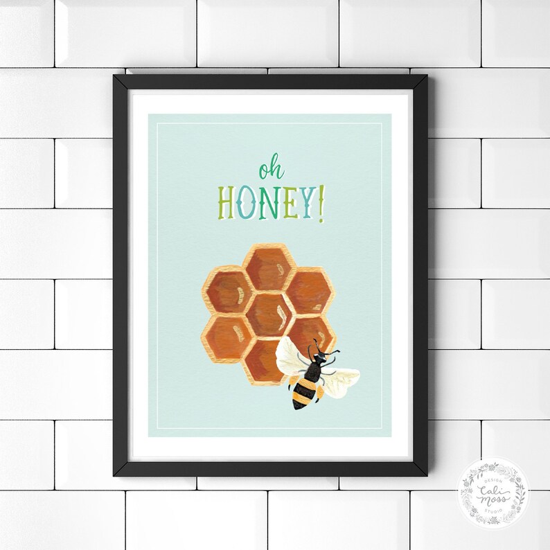 Kitchen Wall Art Bee Art Print Honey Bee Decor Honey - Etsy