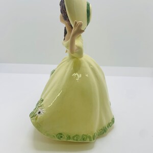 RARE- Beautiful Vintage Lady in Yellow Flowered Gown With Hat Figurine ...