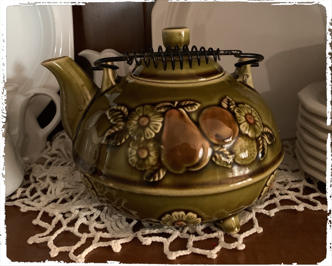 Amazing Vintage Mid Century Modern Olive Green Fruit and Flower ...