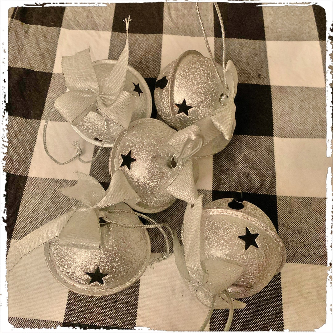 Set of Five Metallic Silver Metal Bell Ornaments - Etsy