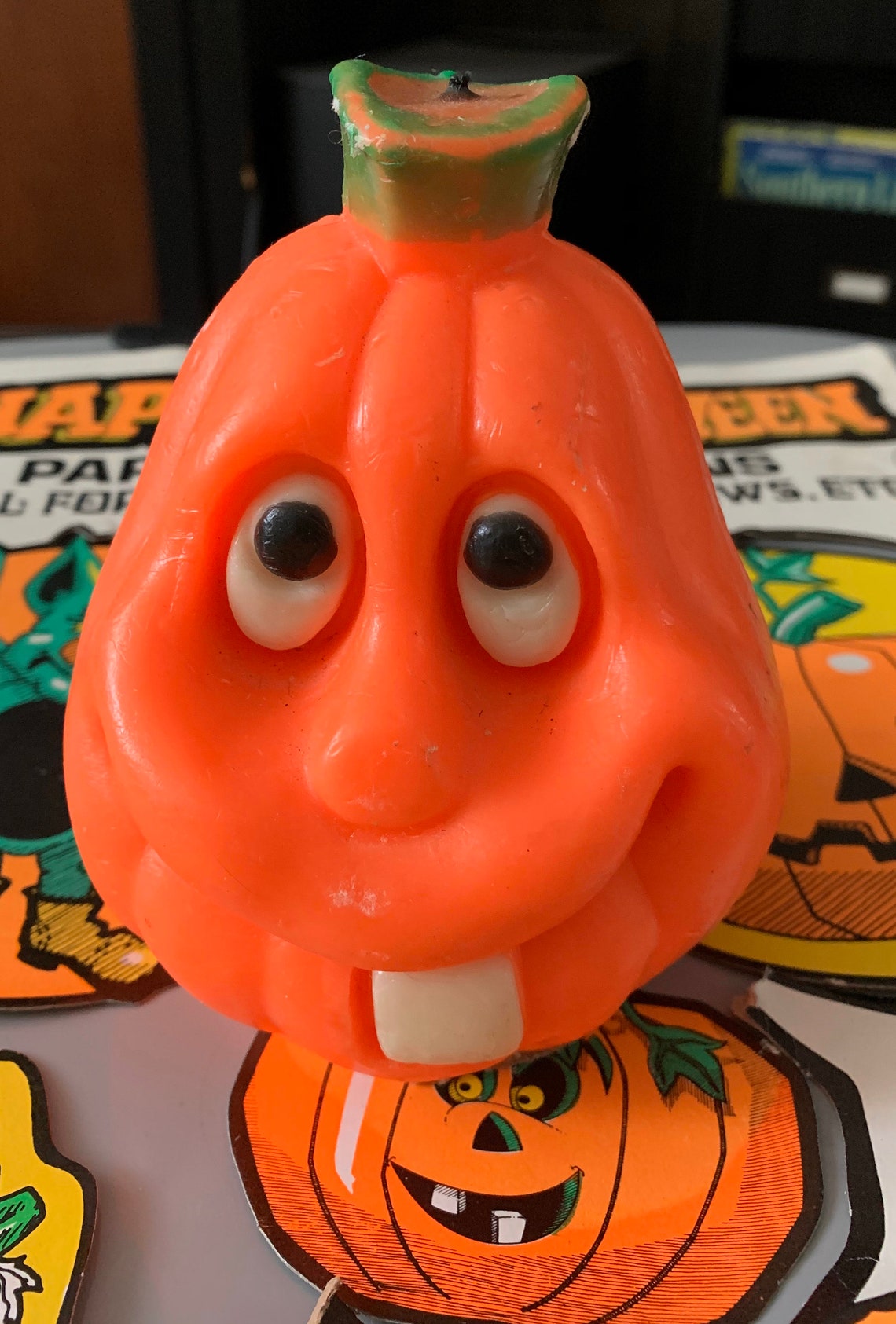 Retro Groovy Halloween Lot Topstone Cut Outs, Pumpkin Candle, and ...