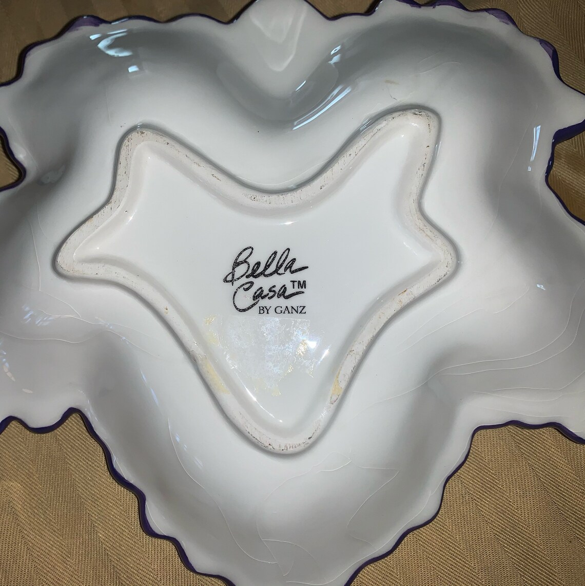 RARE! HTF Gorgeous Bella Casa by Ganz Ceramic Leaf Shaped Dish With 3D ...