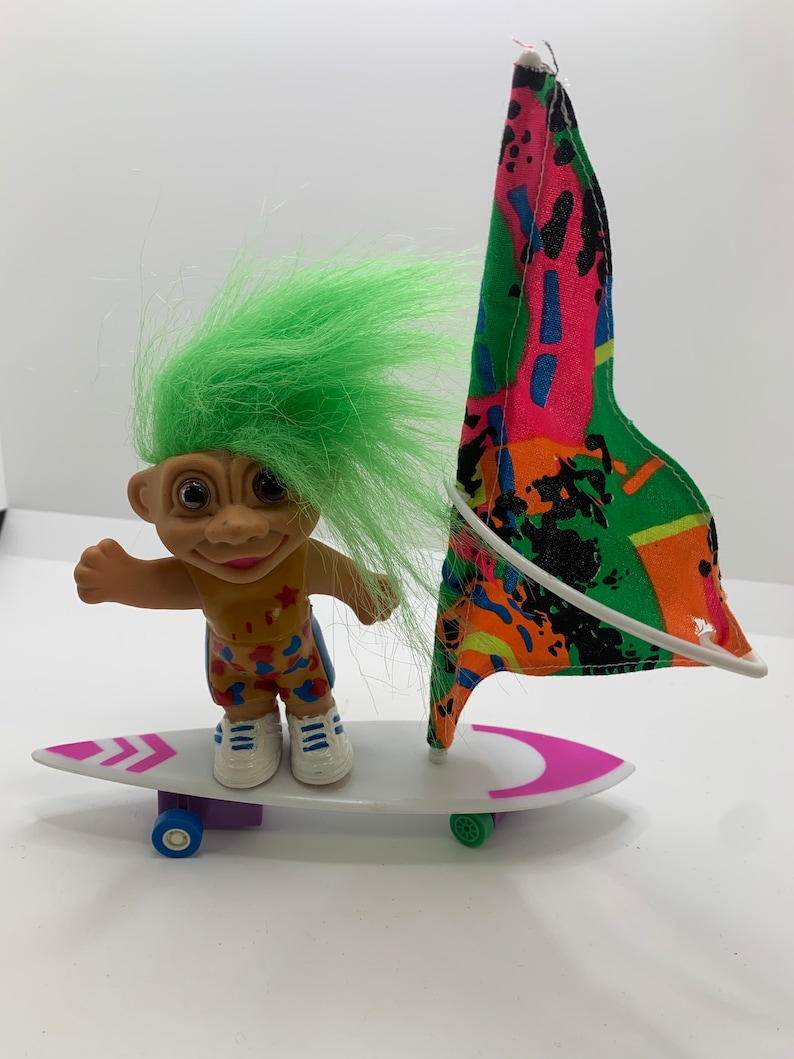 RARE Vintage Neon 80’s Style Wind Surfer Troll Doll With Rolling Surf ...