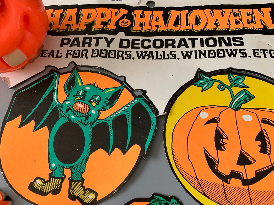 Retro Groovy Halloween Lot Topstone Cut Outs, Pumpkin Candle, and ...
