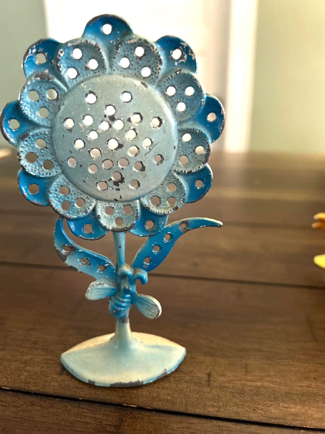 Kitschy Cute Wrought Iron Blue Flower Pierced Earring Holder Stand ...