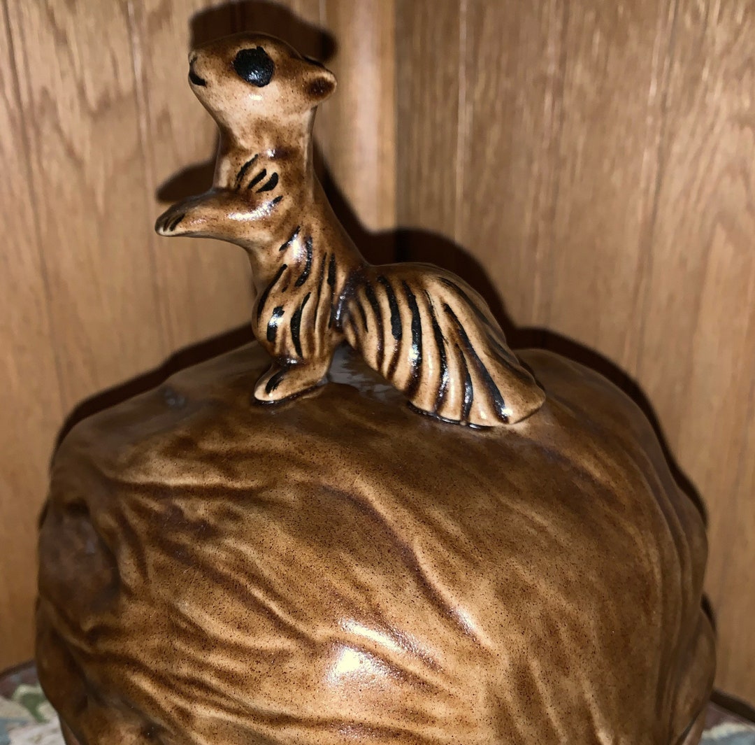 Vintage 1970s Arnel's Pottery Brown Walnut Covered Dish With Squirrel ...