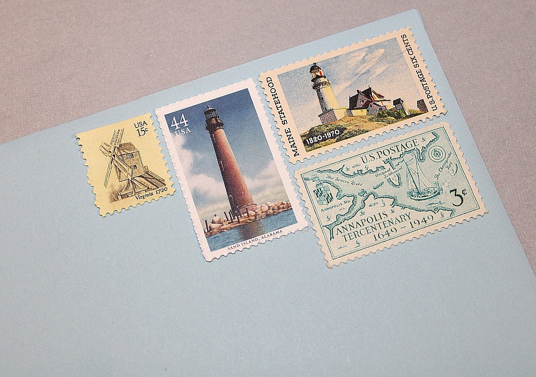 Lighthouses and Windmills | Unused Vintage Postage Stamps | 78c Rate ...