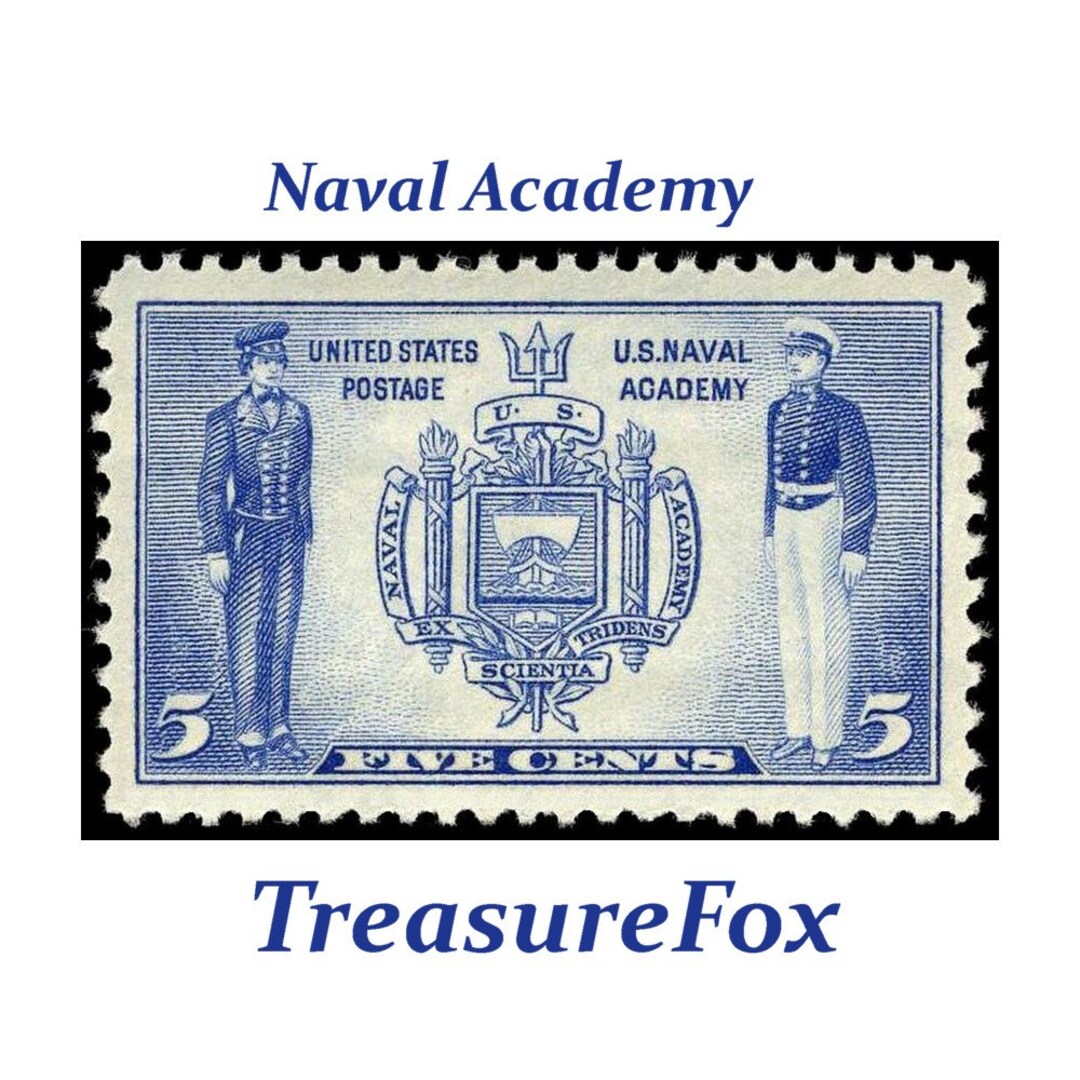 5c US Naval Academy 1937 .. Pack of 5 Stamps .. Vintage Unused Postage ...