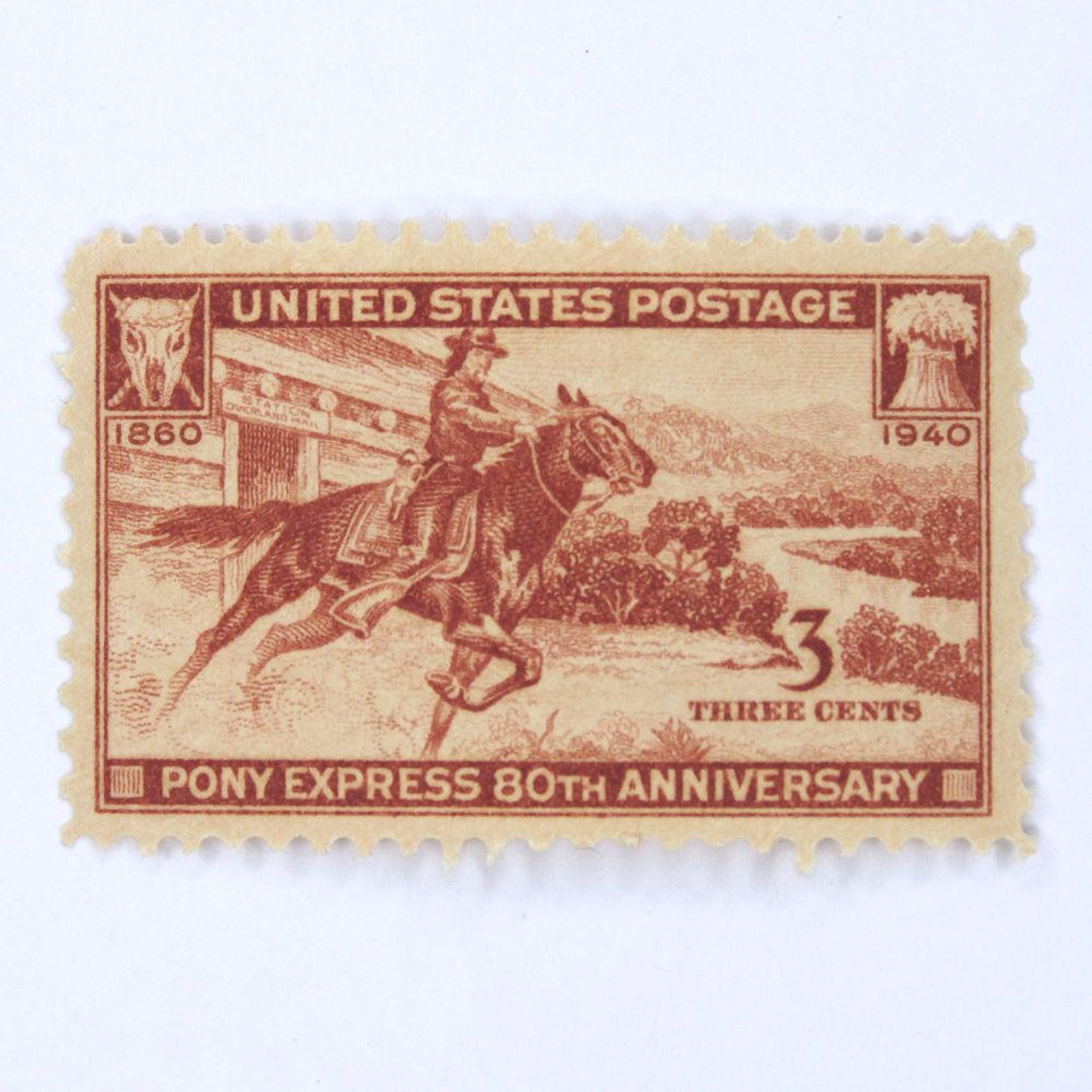 3c Pony Express Stamp .. Pack of 10 Unused Postage Stamps .. Vintage ...