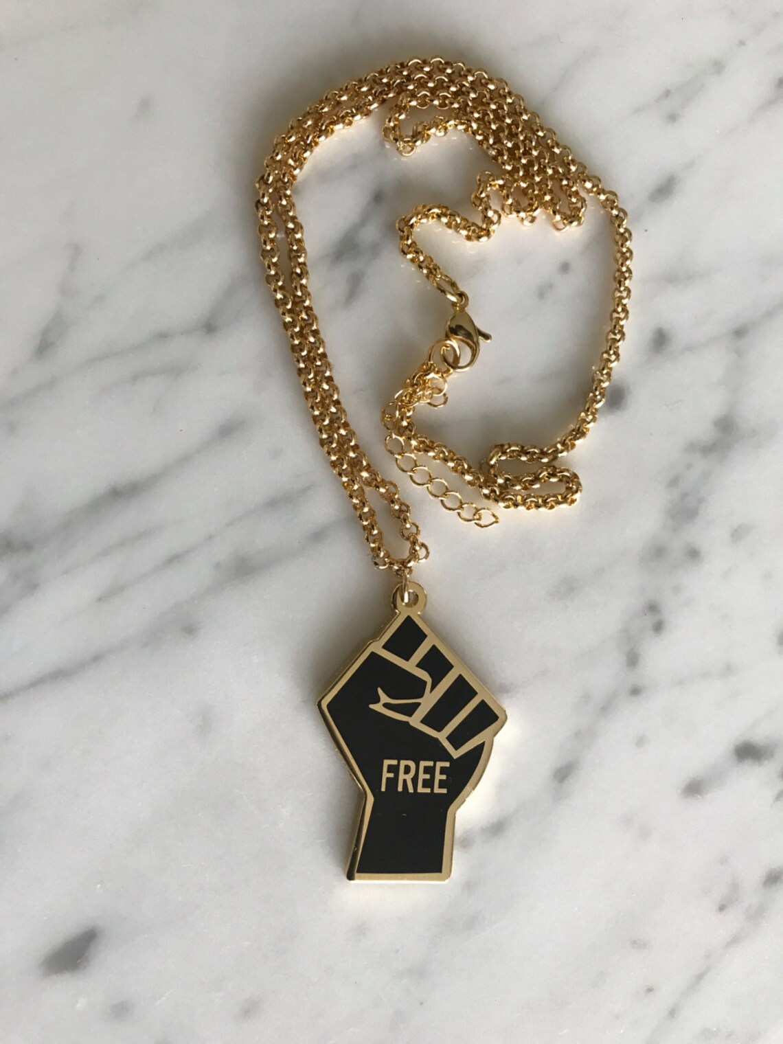 Freedom Fist Pendant Necklace Hard Enamel - Etsy