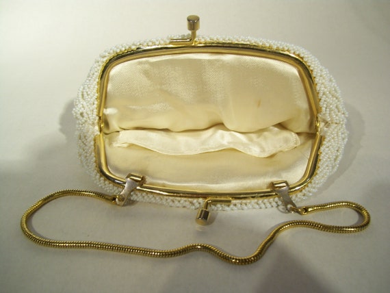 Small vintage purse, fully beaded, for the bride - Gem