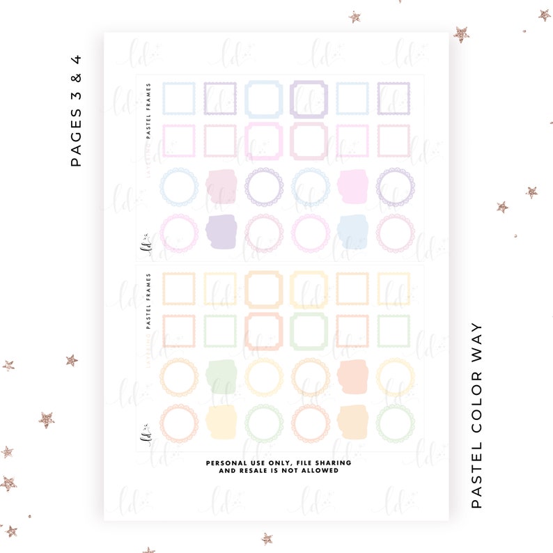Printable Stickers // Layering Frames Functional Stickers - Etsy