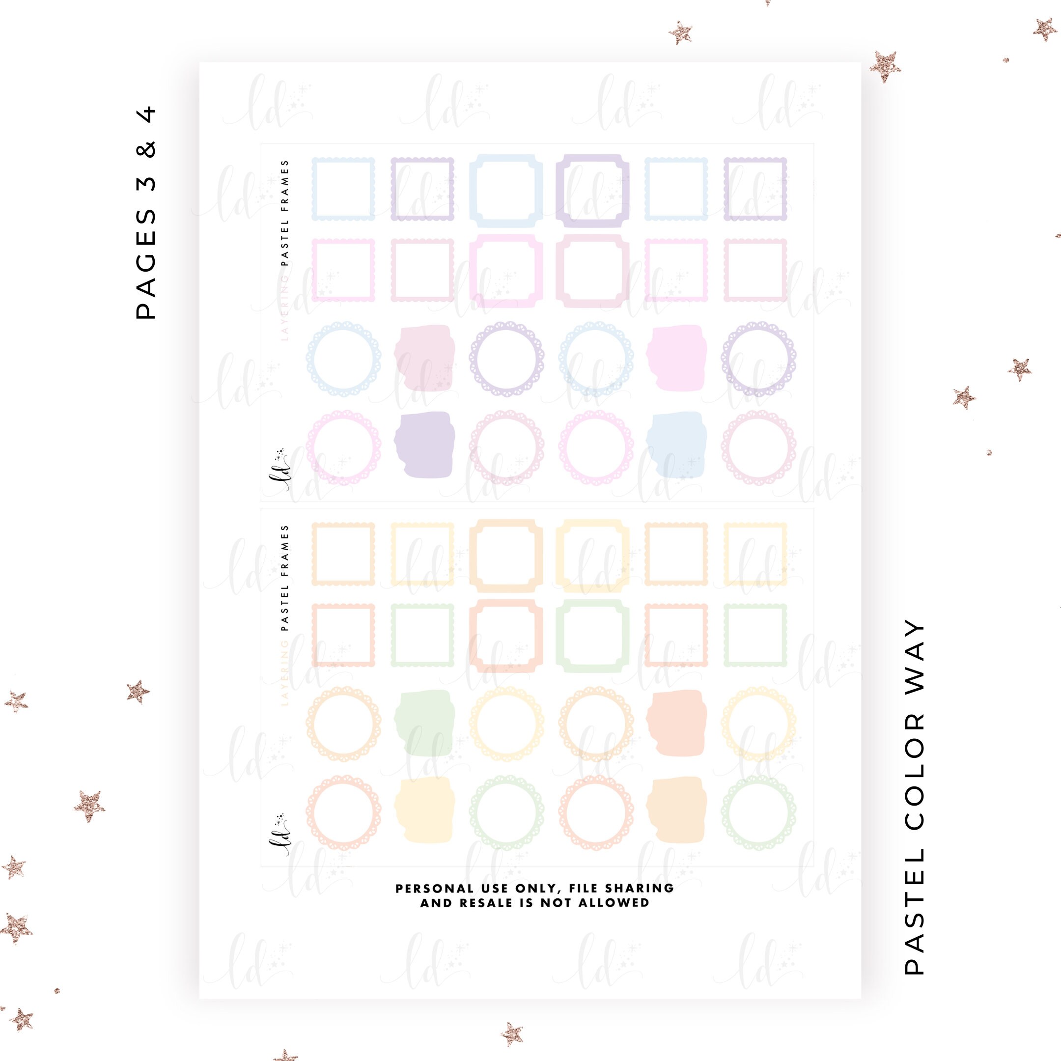 Printable Stickers // Layering Frames Functional Stickers - Etsy