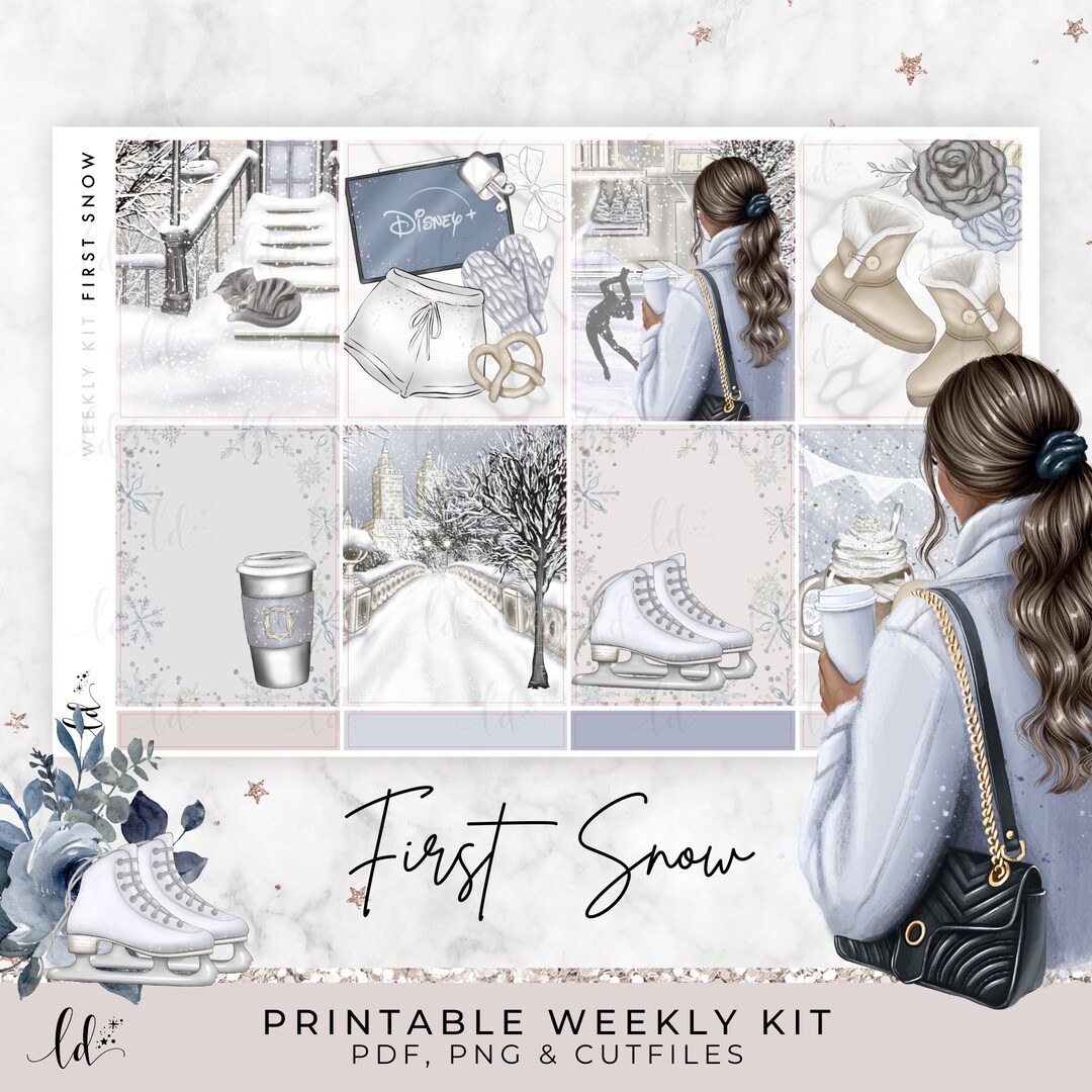 Printable Weekly Sticker Kit // First Snow, Winter, Planner Stickers ...