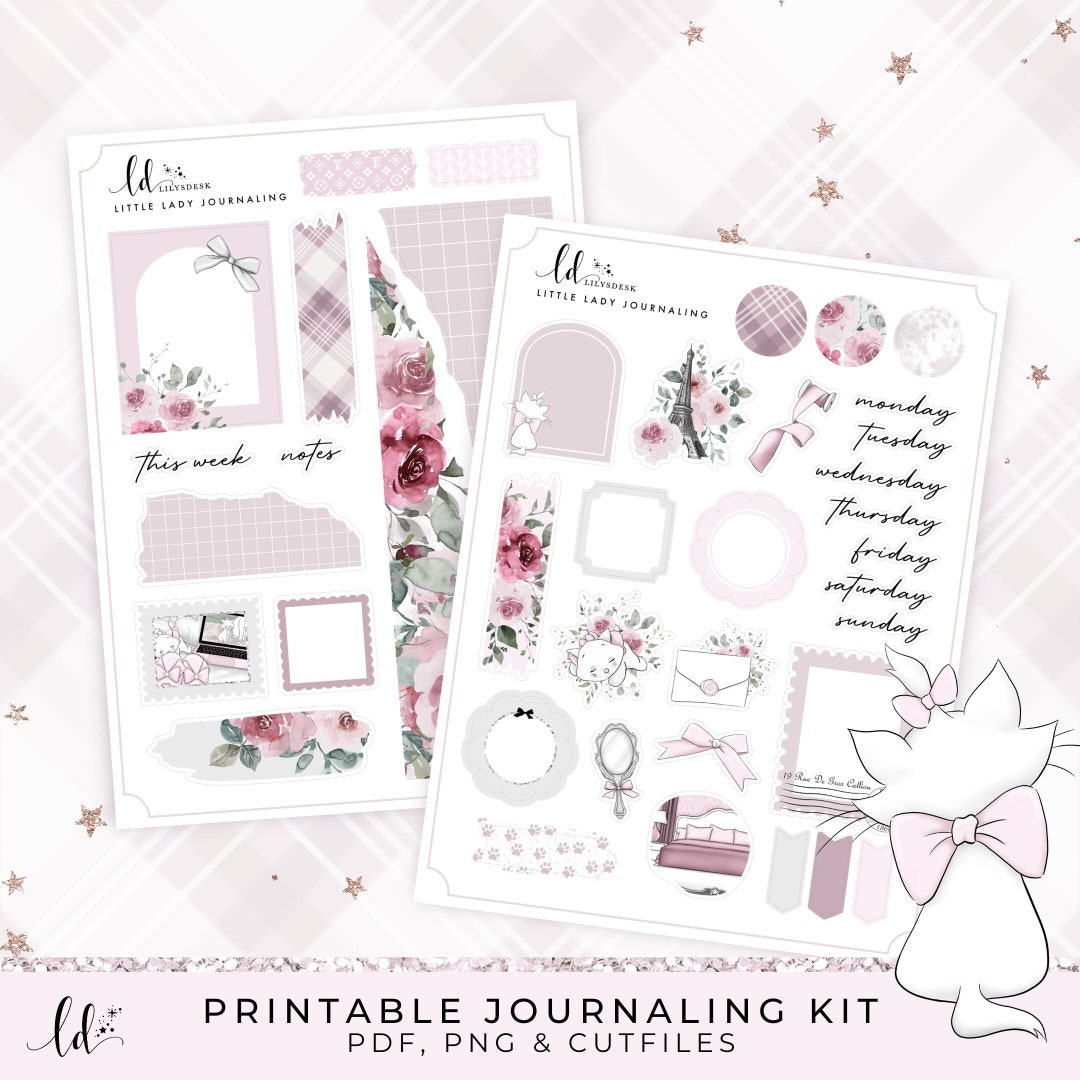 Printable Journaling Weekly Sticker Kit // Little Lady, Kitty, Paris ...