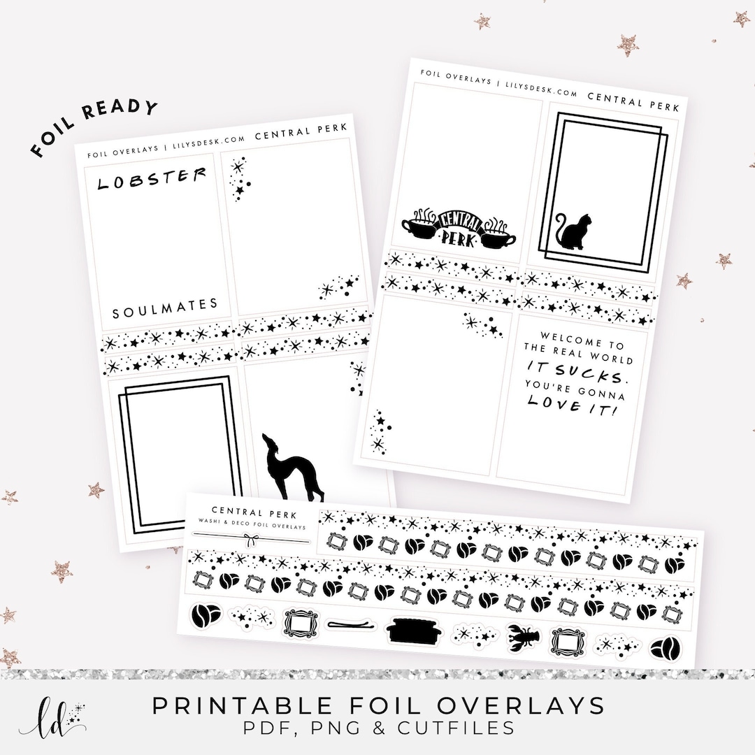 Printable Foil Ready Stickers // Central Perk, Foil Overlays, Foil ...