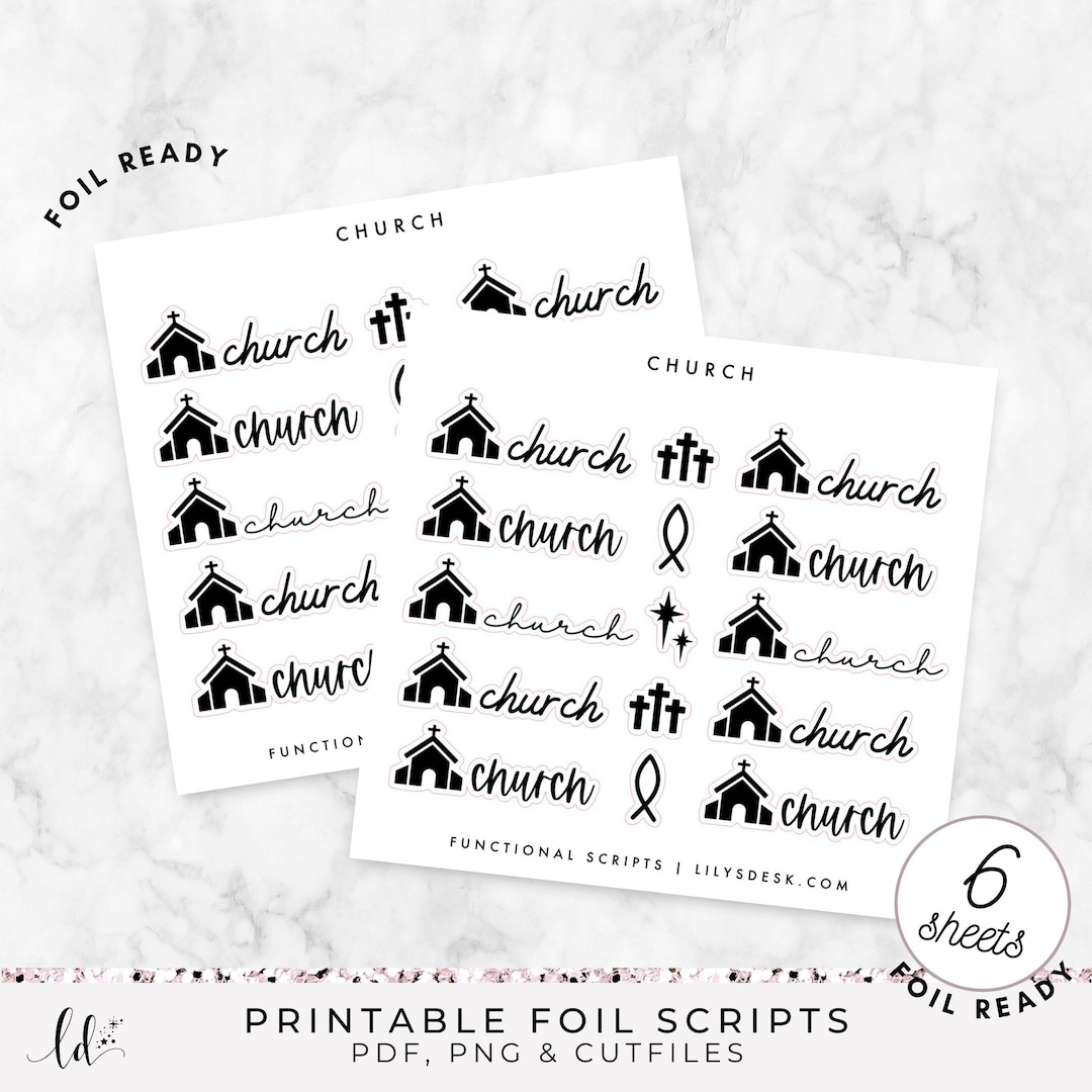 Printable Foil Ready Stickers // Church Scripts, Functional Monthly ...