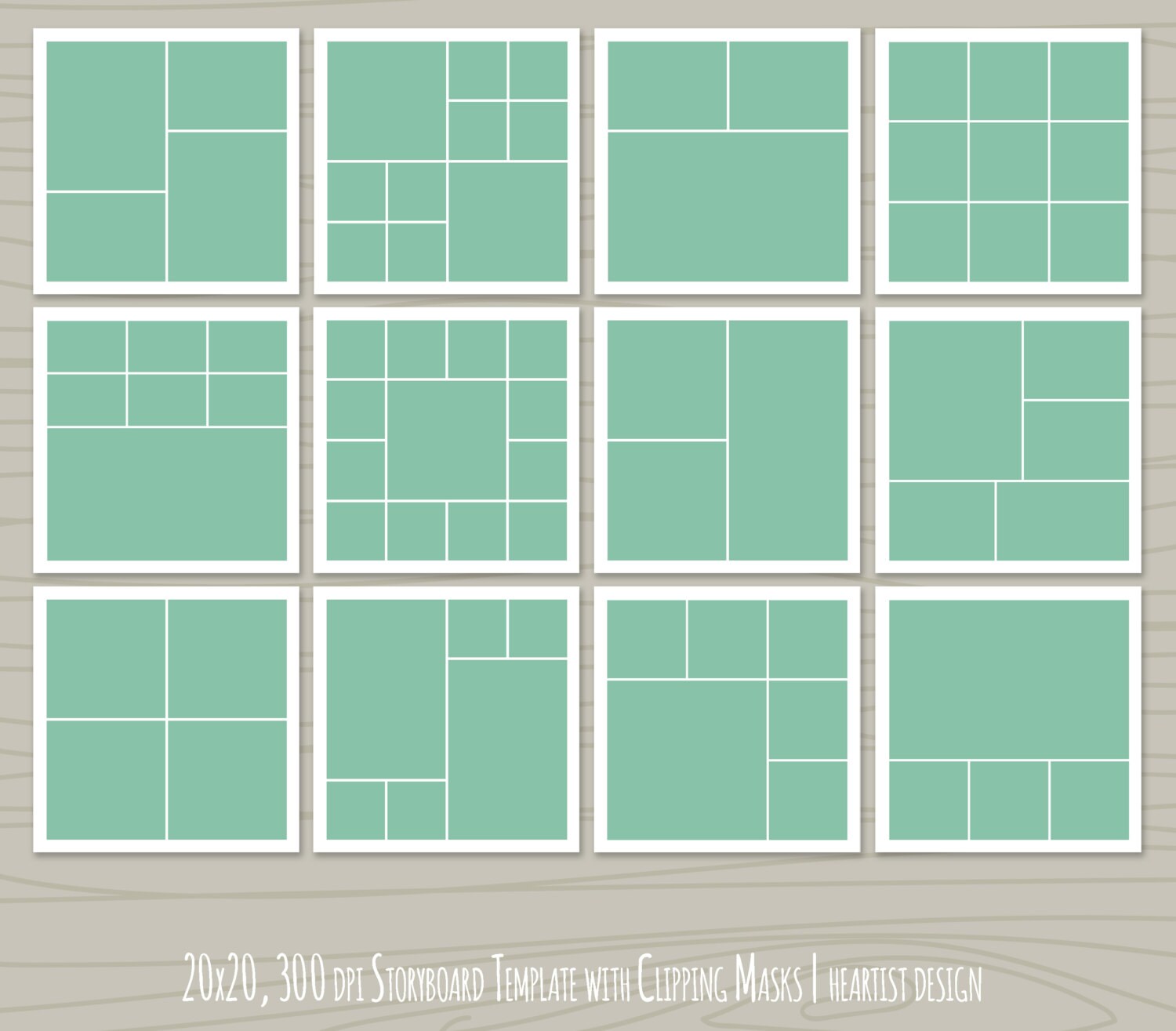 20x20 Storyboard Template,blog Board Template, Photo Story Board ...