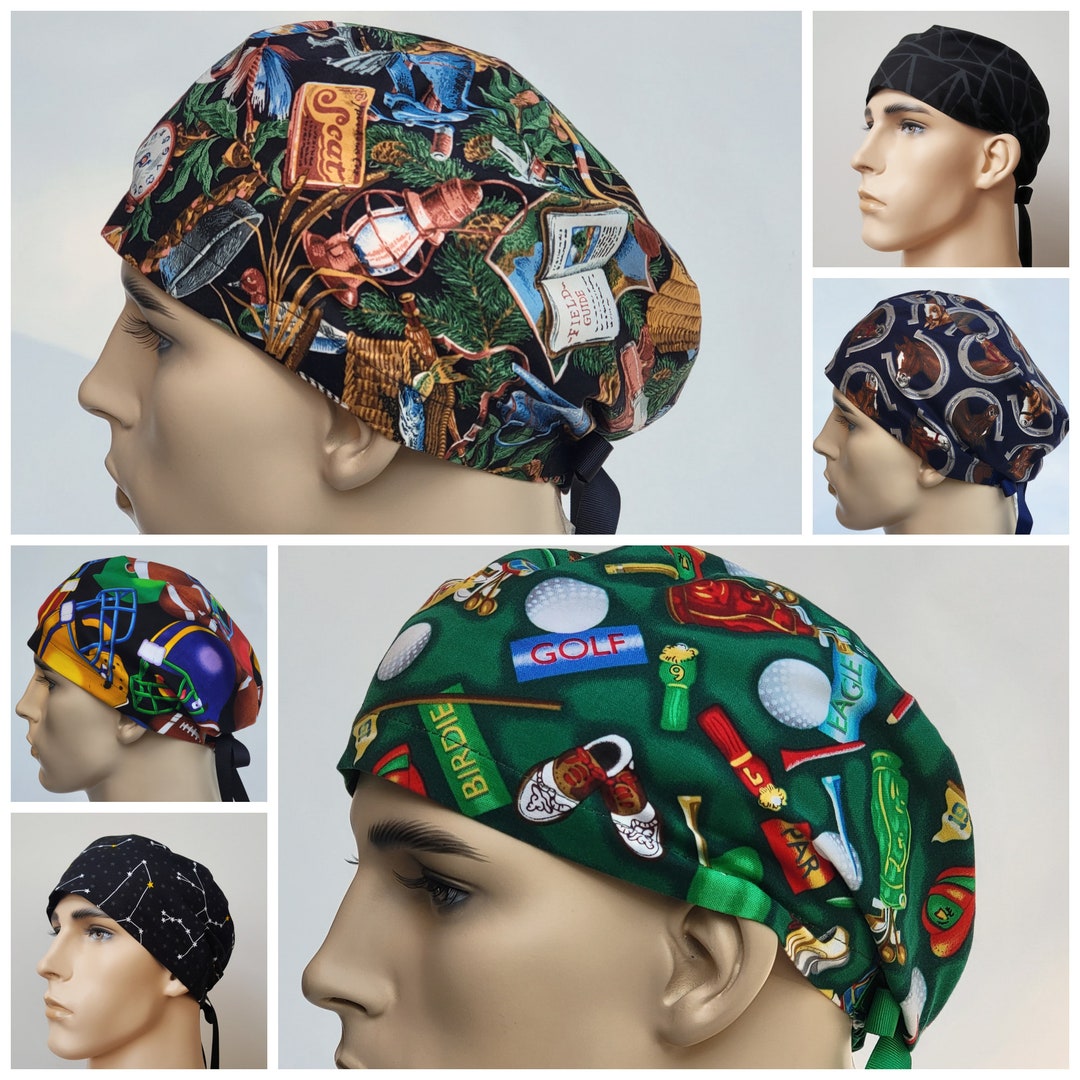 Scrub Cap Men-surgical Cap With Buttons for Men-medical Scrub - Etsy