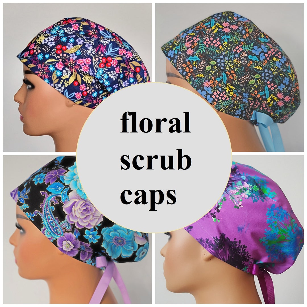 Scrub Surgical Cap-buy 4 Get 1 Free RANDOM Cap-women Floral Scrub Cap ...