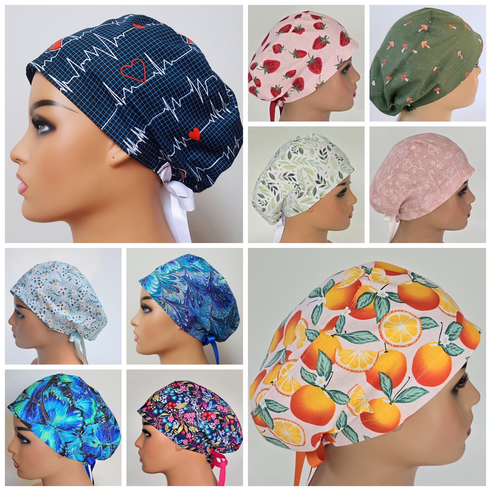 Euro Scrub Cap-scrub Surgical Cap-scrub Hat-satin Lining and Buttons ...