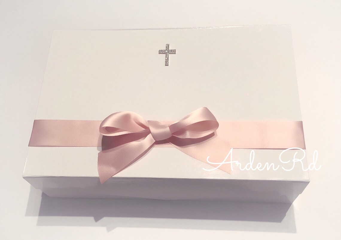 4 Pc Baptism Set: Keepsake Box Embroidered Towel Shell | Etsy