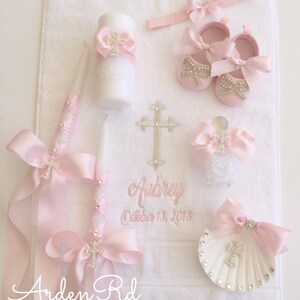 6 Pc. Personalized Pink Baptism Set - Etsy