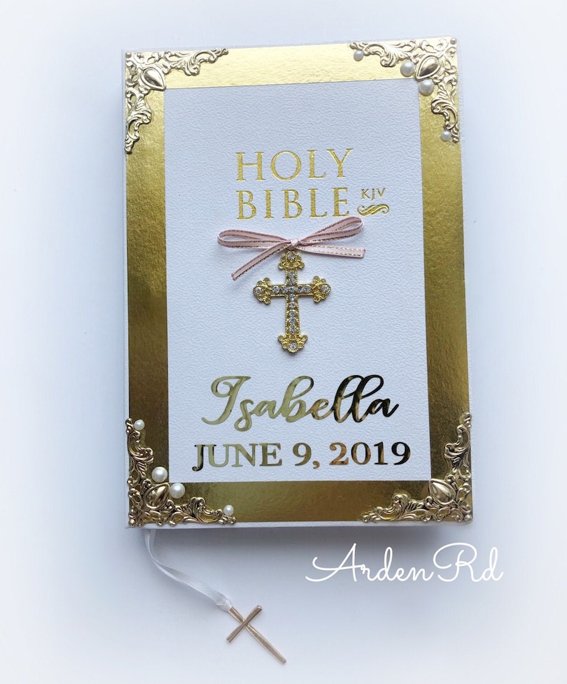 Beautiful Personalized Bible Designed in Gold, Crystal and Pearl. Can ...