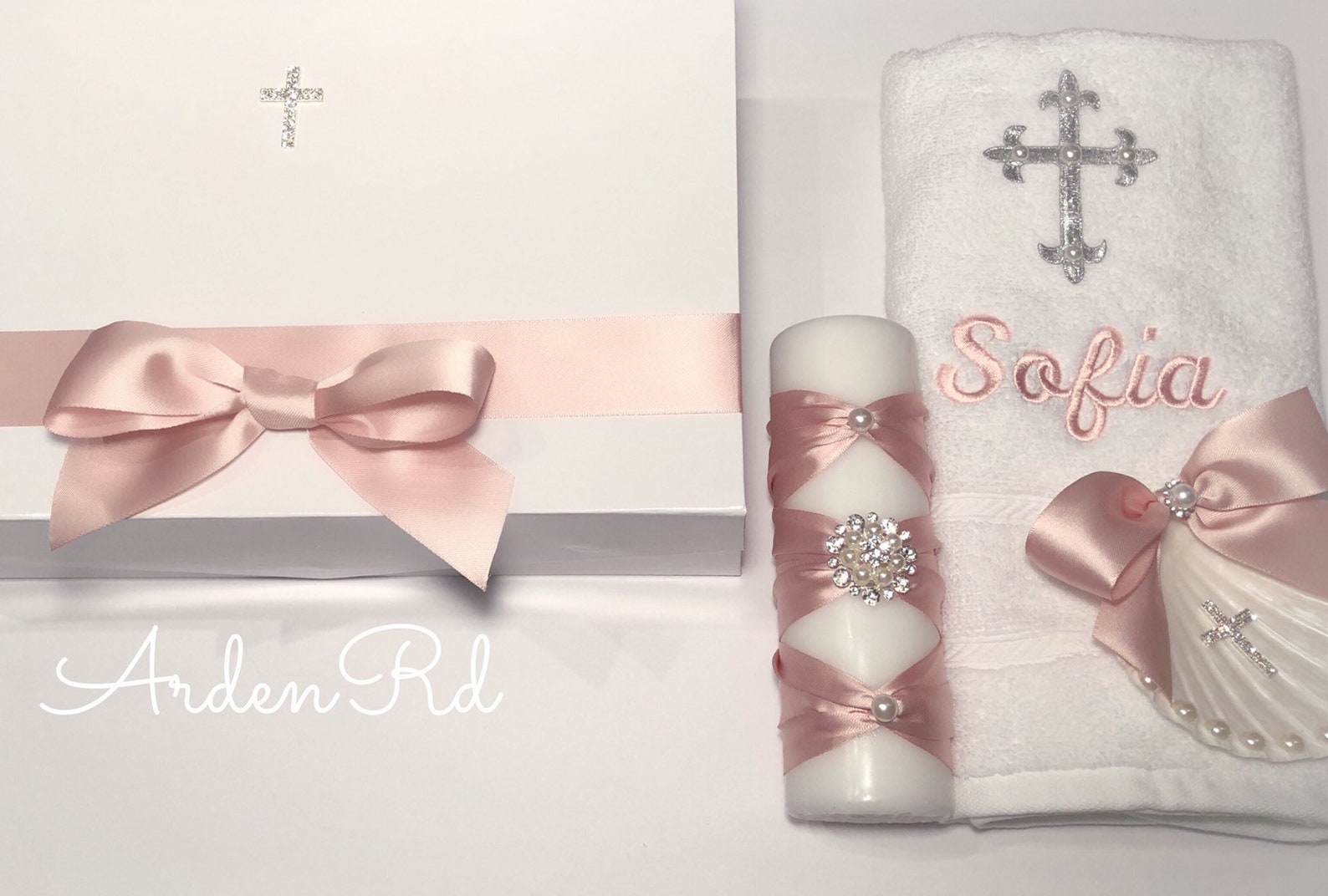 4 Pc Baptism Set: Keepsake Box Embroidered Towel Shell | Etsy