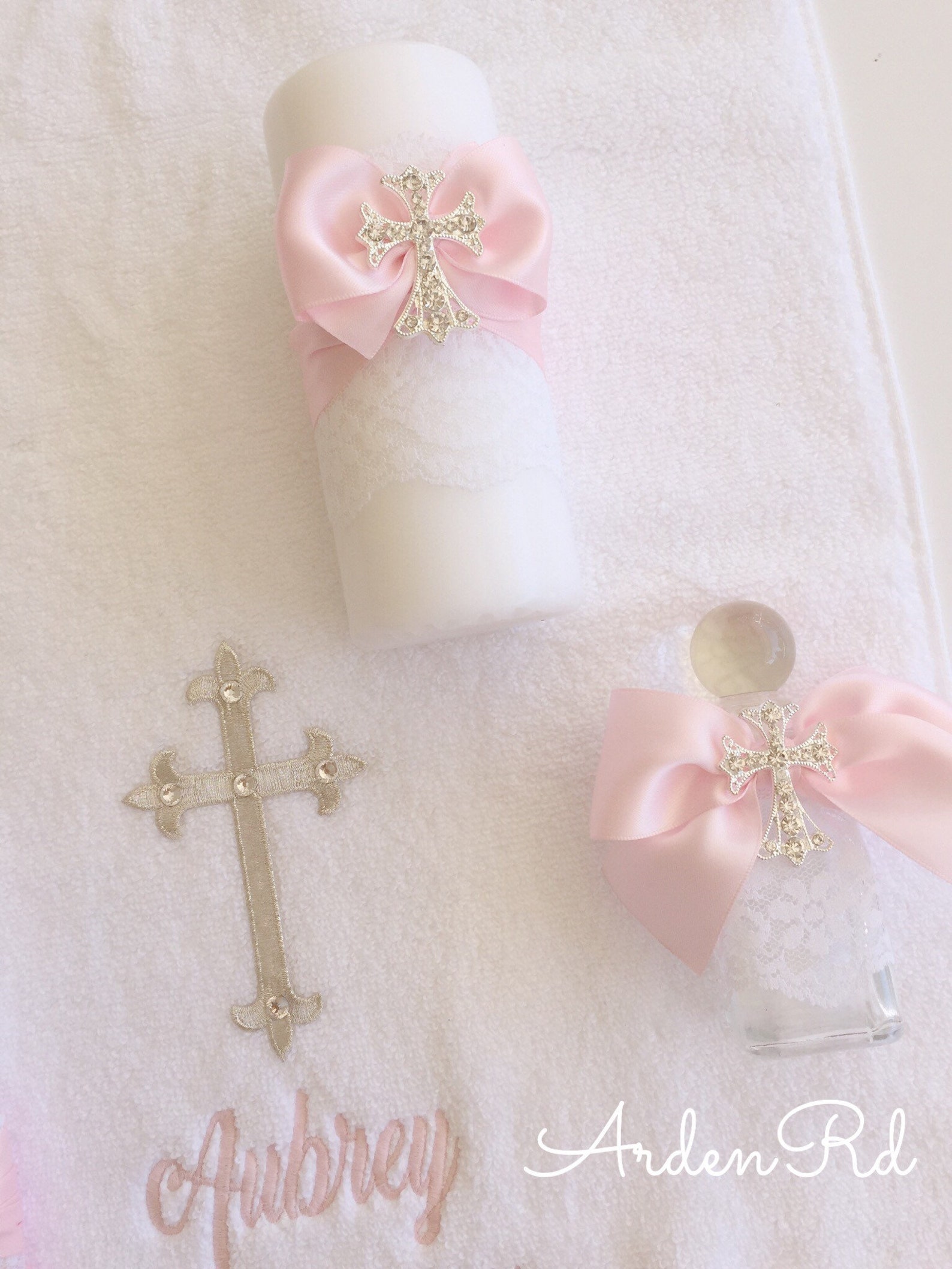 6 Pc. Personalized Pink Baptism Set | Etsy