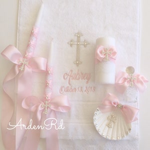 6 Pc. Personalized Pink Baptism Set - Etsy