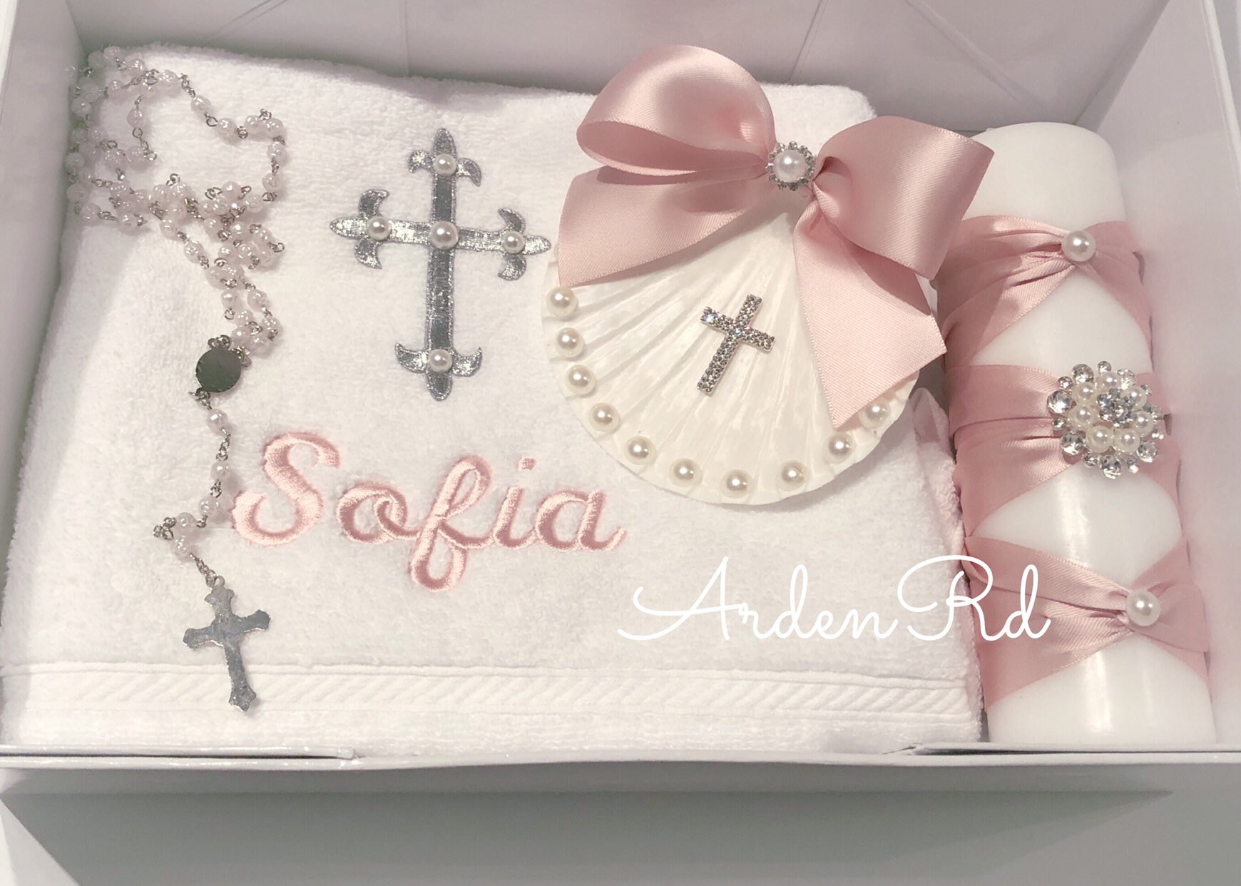 4 Pc Baptism Set: Keepsake Box Embroidered Towel Shell | Etsy