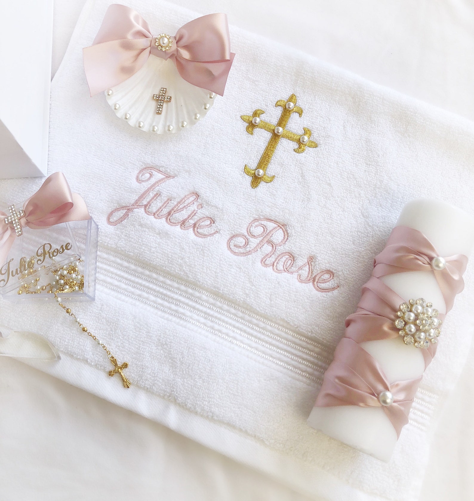 6 Piece Baptism Set. Can Be Made in Any Color Combo items - Etsy