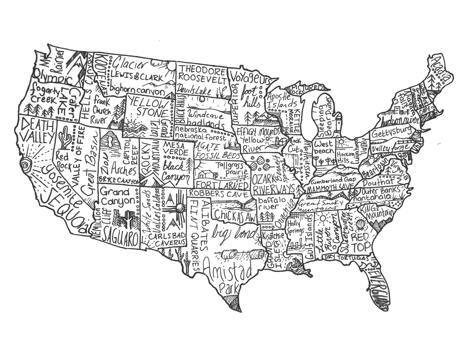 Large Travel Map State Parks Map, National Parks Map, Vintage Map ...