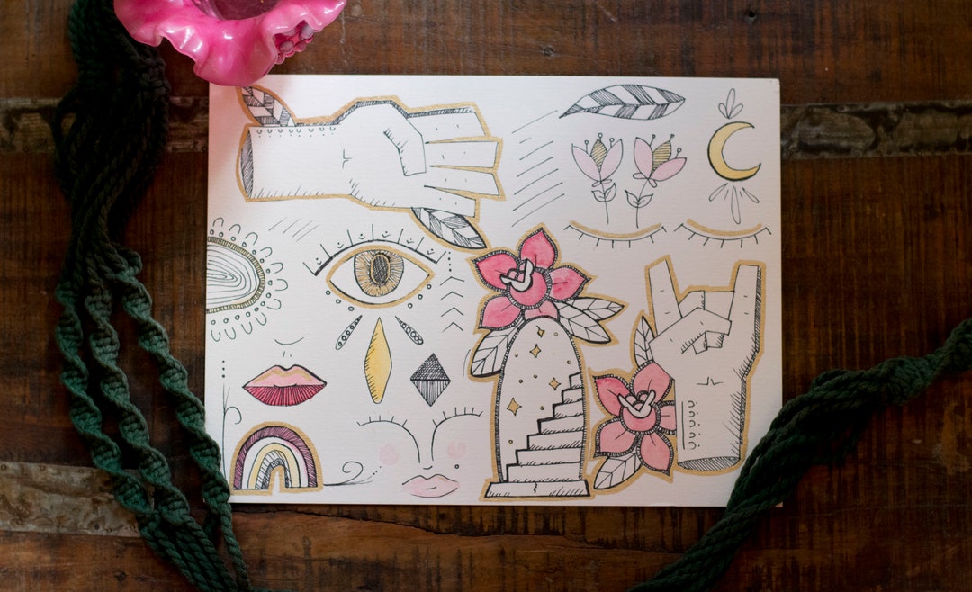 Tattoo Flash Hand Painted Art Traditional Tattoo Style - Etsy