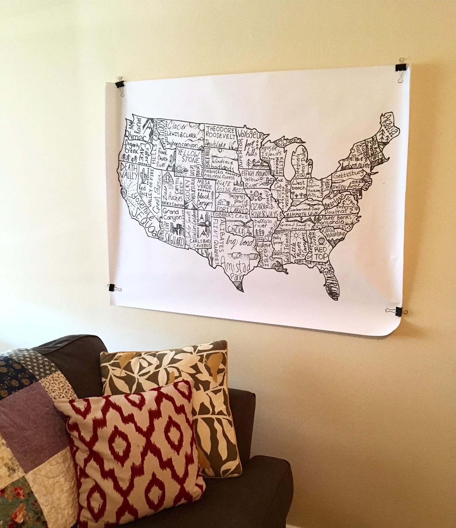 Large Travel Map State Parks Map National Parks Map Vintage - Etsy