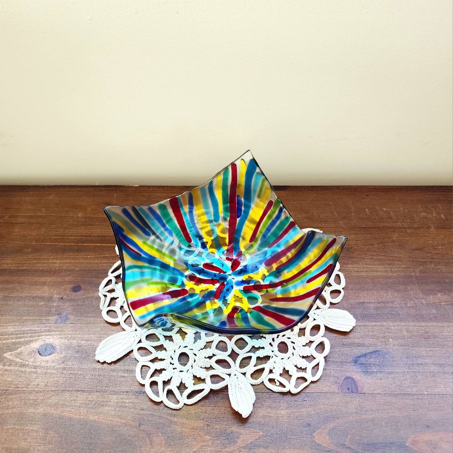 Fused Glass Art Bowl, Small Fused Glass Dish , Fused Glass Gift Idea ...