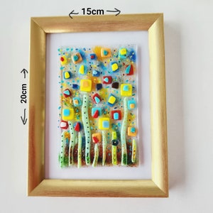 Fused Glass Floral Wall Art, Framed Colorful Flowers Glass Art ...