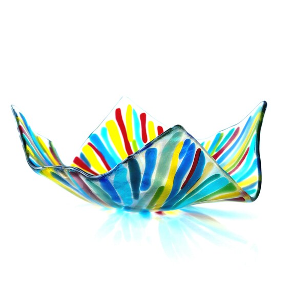 Fused Glass Art Bowl Small Fused Glass Dish Fused Glass - Etsy