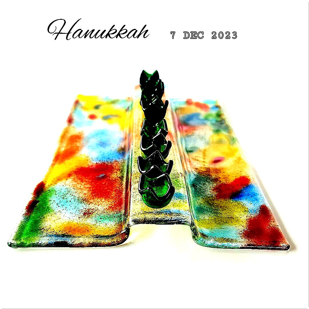 Hanukkah Glass Menorah Made in Israel Stunning Handmade Fused - Etsy