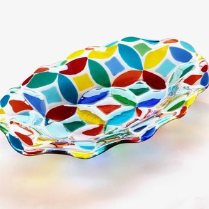Rainbow Glass Bowl Glass Centerpiece for Dining Table - Etsy