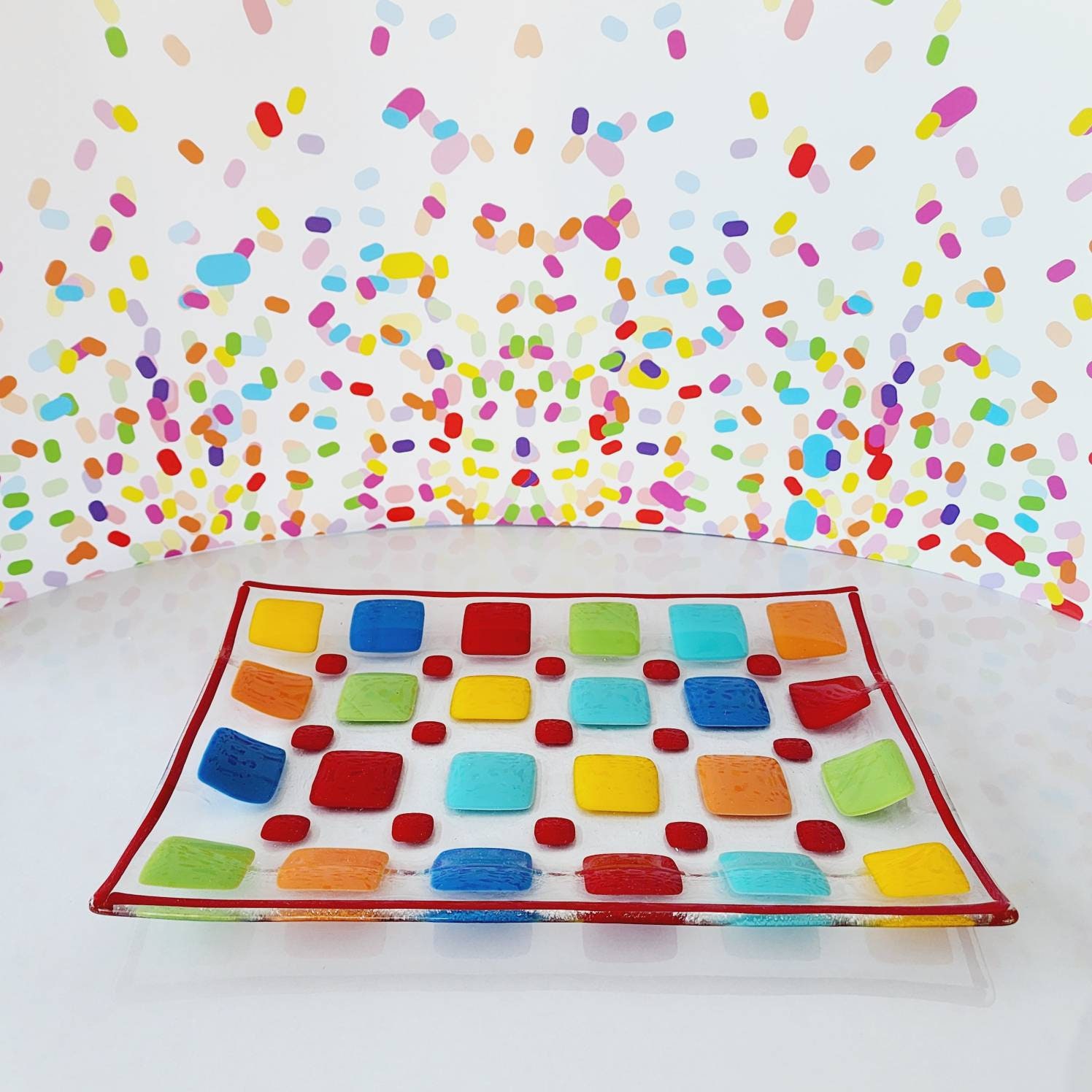 Fused Glass Serving Plate , Funky Glass Centerpiece , Glass Centerpiece ...