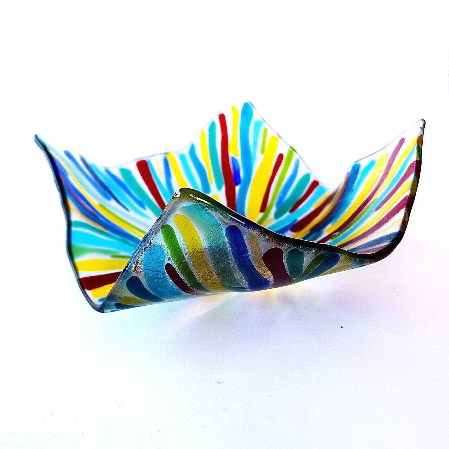 Fused Glass Art Bowl, Small Fused Glass Dish , Fused Glass Gift Idea ...
