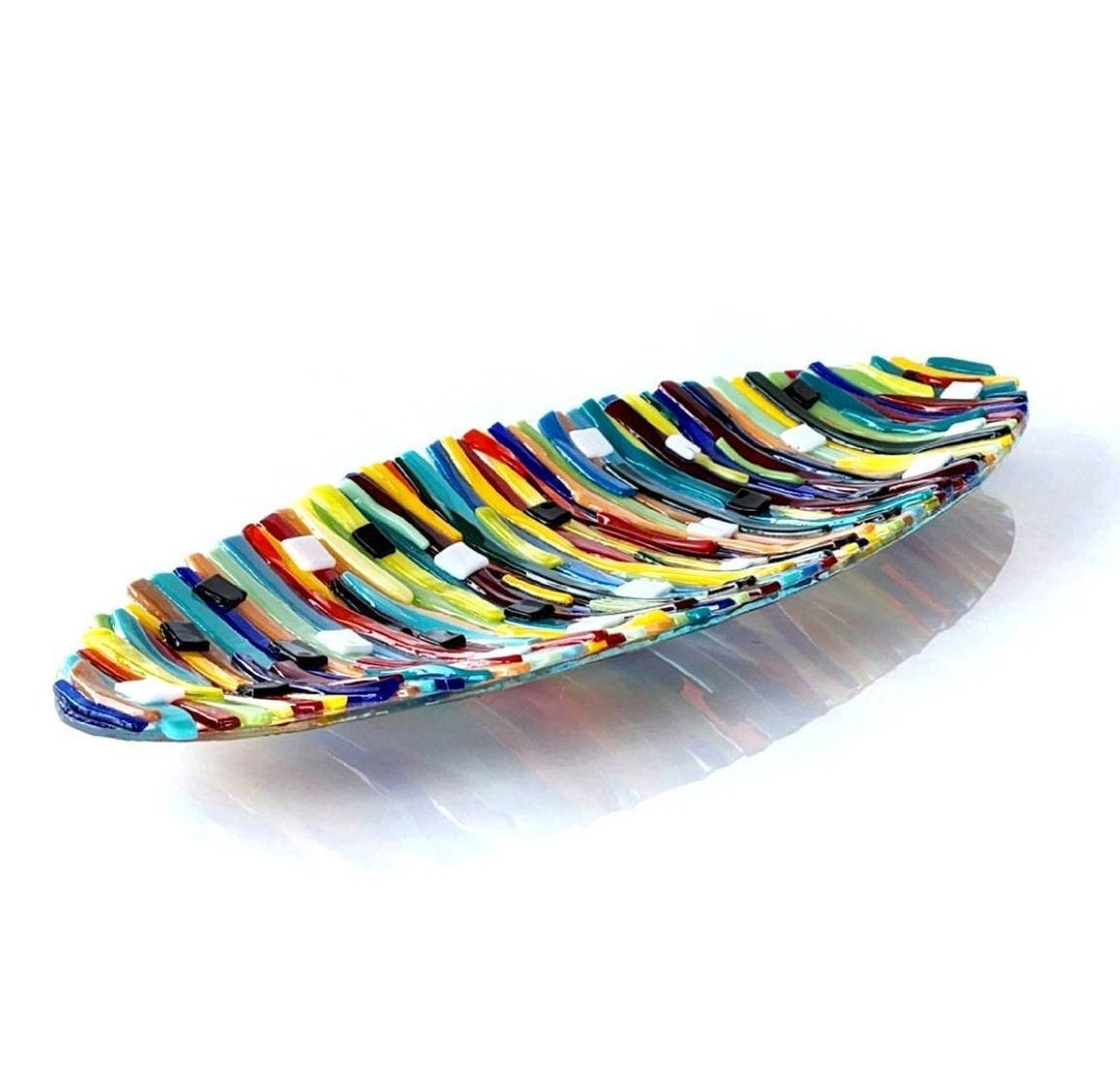 Glass Centerpiece for Dining Table Modern Art Glass Platter - Etsy