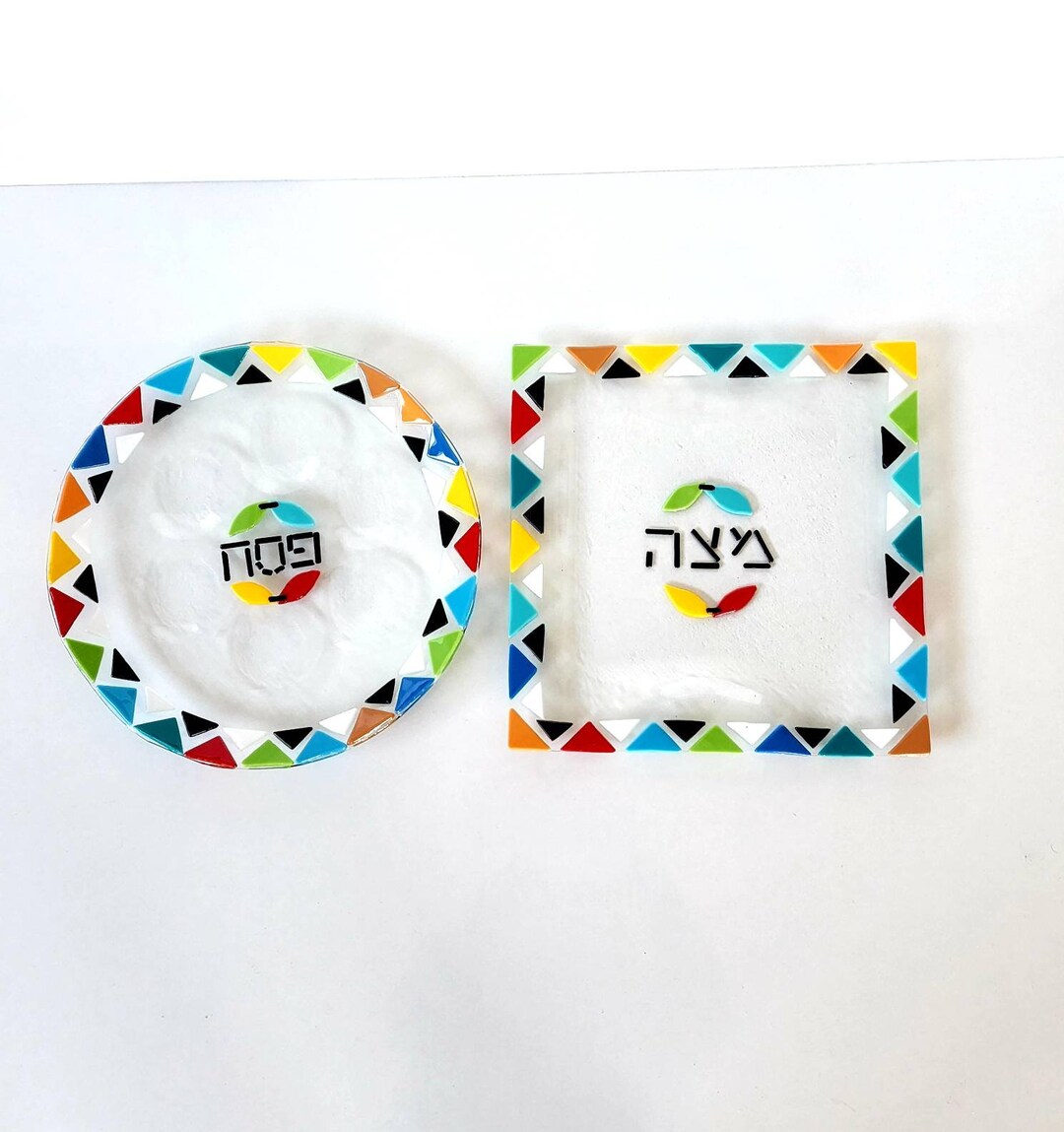 Passover Seder Plates Matching Set, Jewish Wedding Gift , Modern Glass ...