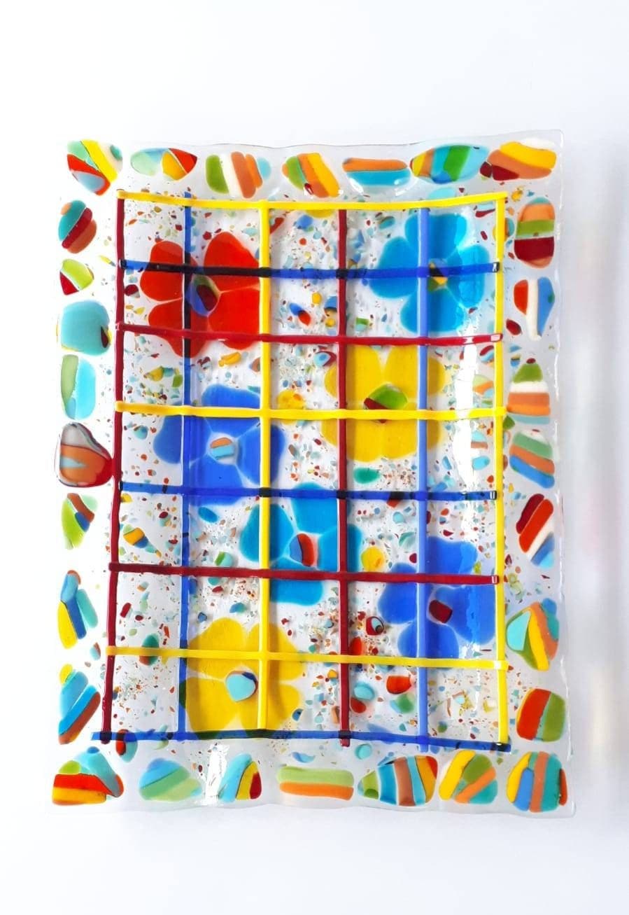 Serving Platter, Floral Glass Tray , Coffee Table Decor, Fused Glass ...